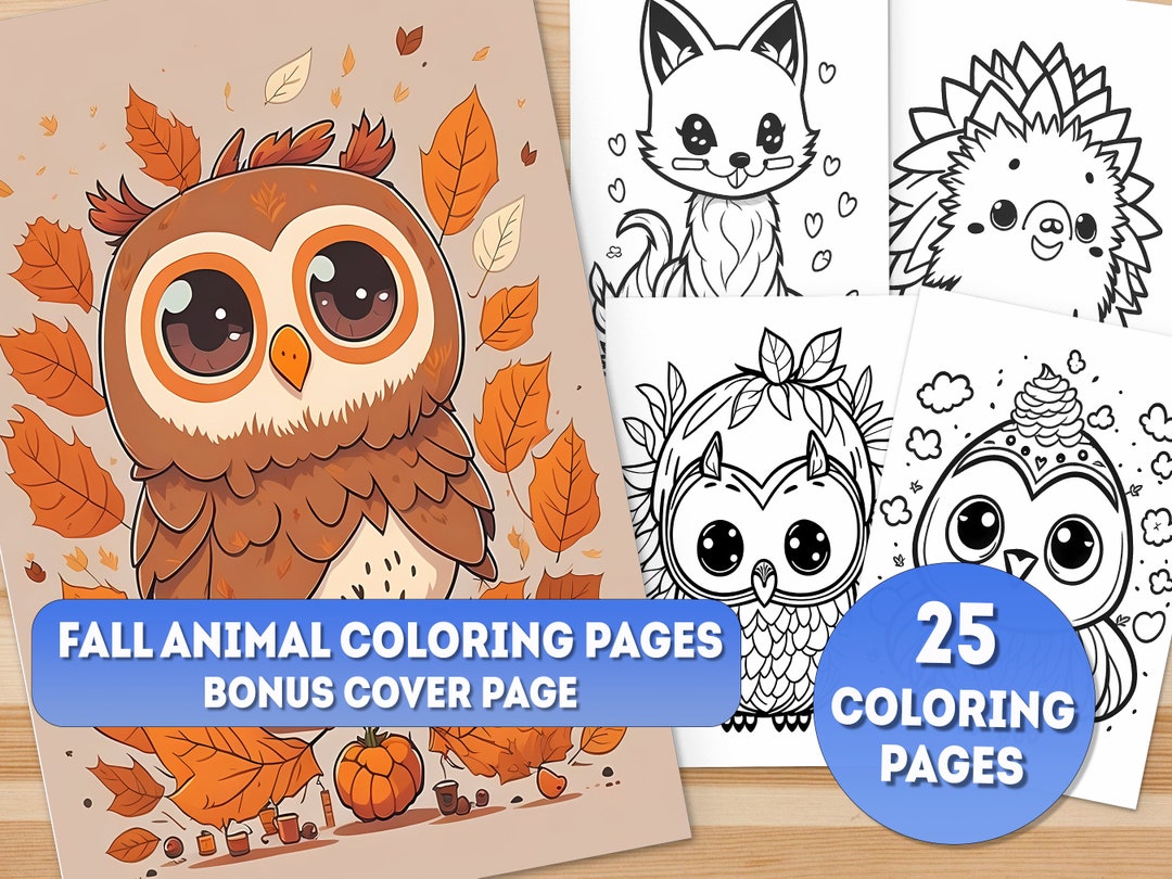 25 Printable Fall Animals Coloring Pages, Coloring Book, Adults + Kids ...