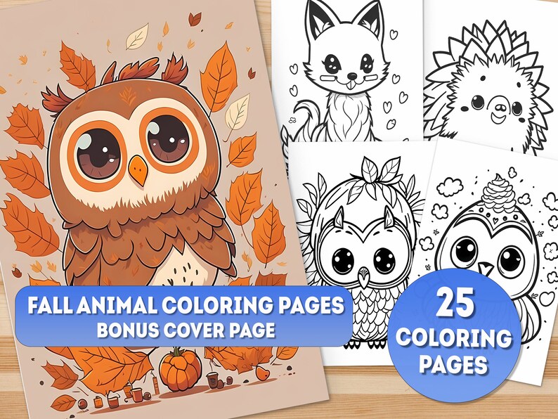 25 Printable Fall Animals Coloring Pages Coloring Book - Etsy