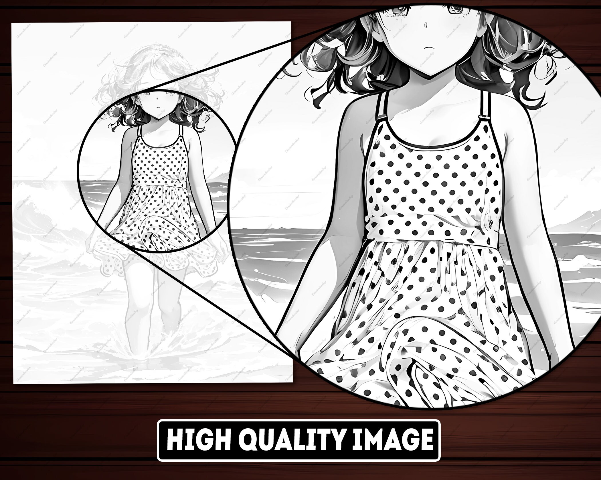 24 Adorable Anime Girl in Swimsuit Coloring Pages, Beach Coloring Book ...