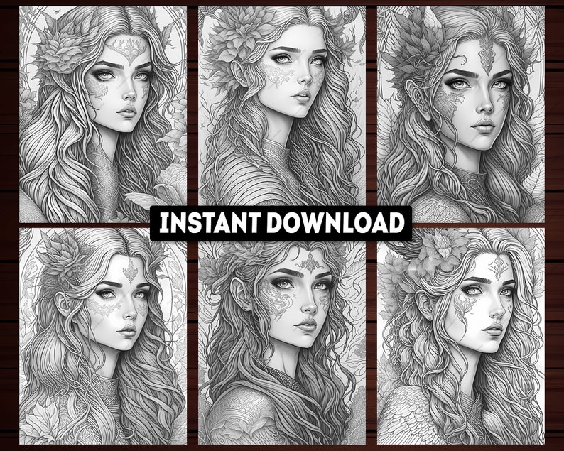 30 Printable Goddess Coloring Pages, Coloring Book, Fantasy, Adults ...