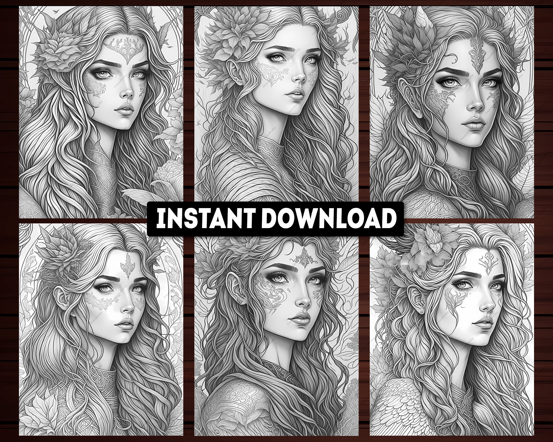 30 Printable Goddess Coloring Pages, Coloring Book, Fantasy, Adults ...