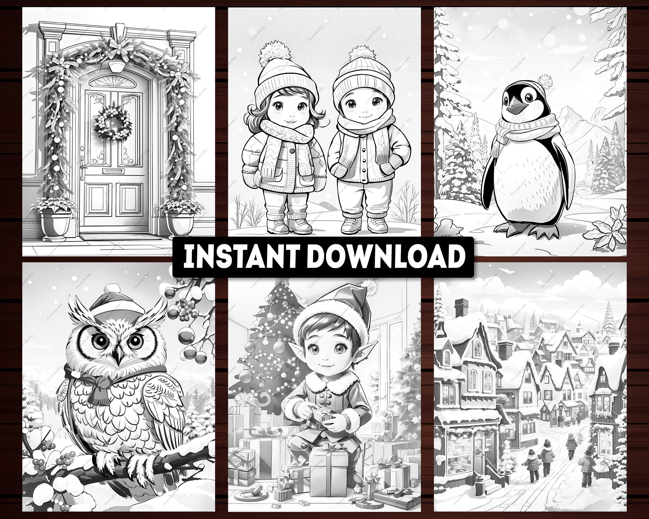 50 Christmas Day Traditions Coloring Pages, Christmas Coloring Book ...