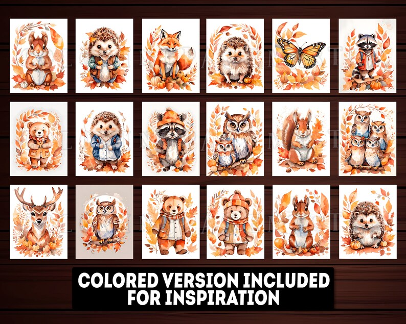 24 Printable Autumn Animals Coloring Pages, Fall Animals Coloring Book ...