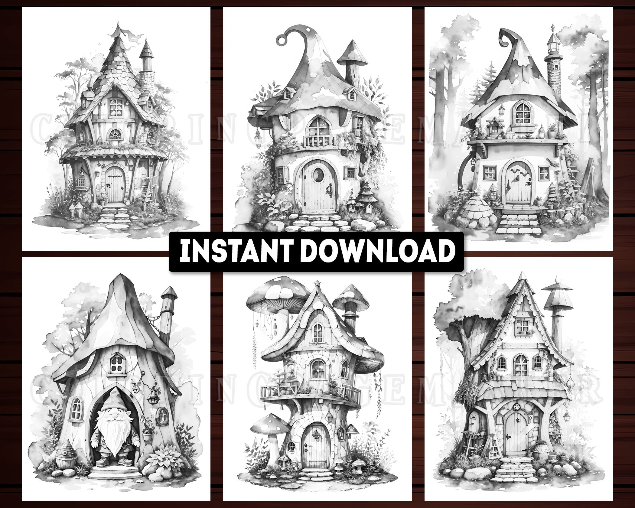 24 Printable Gnome House Coloring Pages Woodland Fairy House - Etsy