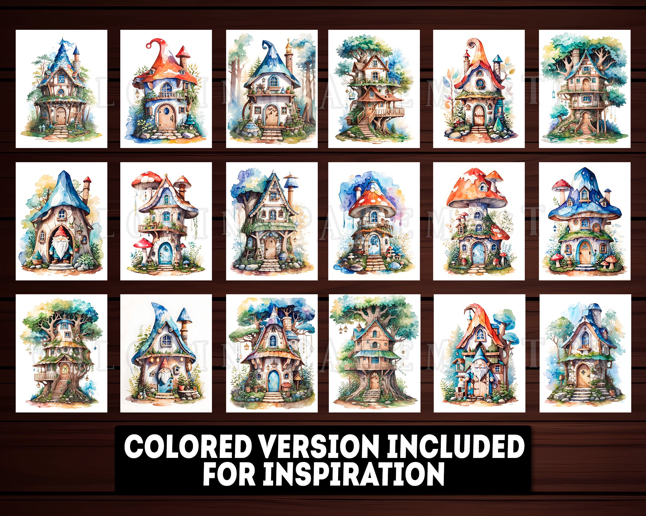 24 Printable Gnome House Coloring Pages Woodland Fairy House - Etsy