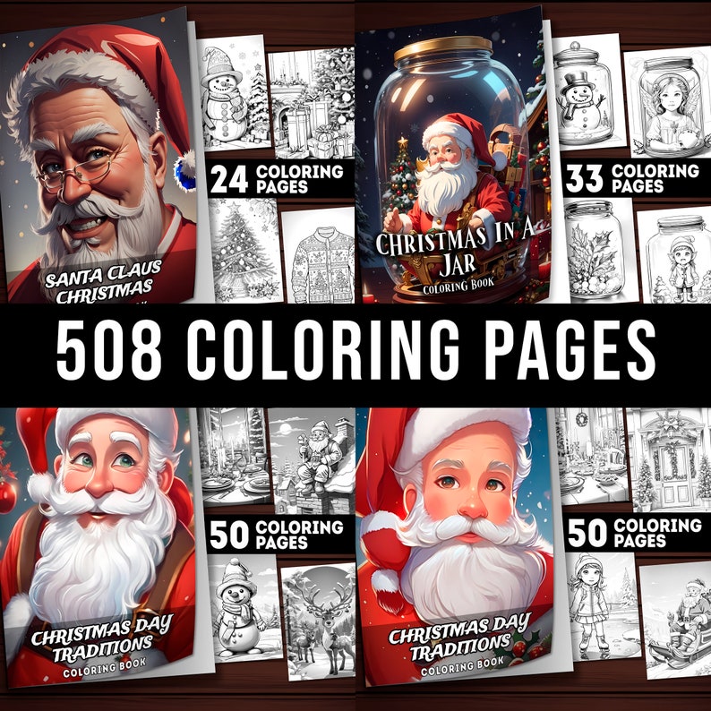 508 Printable Christmas Coloring Pages Mega Bundle, 12 Christmas ...