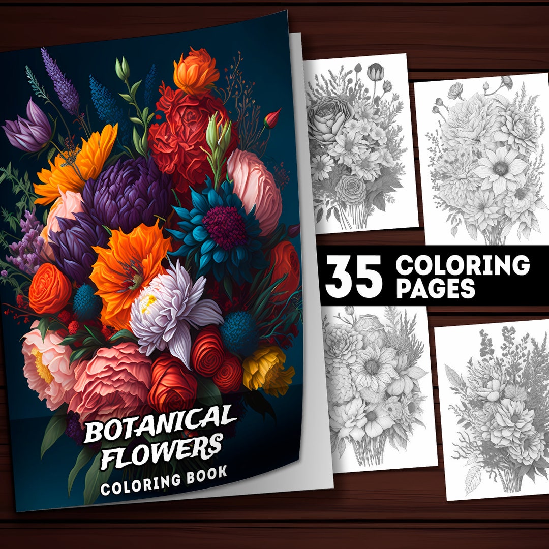 35 Printable Botanical Coloring Pages, Coloring Book, Adults + Kids ...