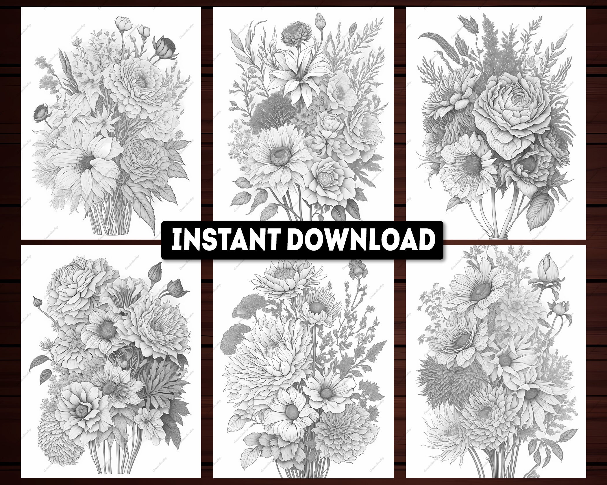 180 Botanical Coloring Pages Bundle, Botanical Coloring Book, Instant ...