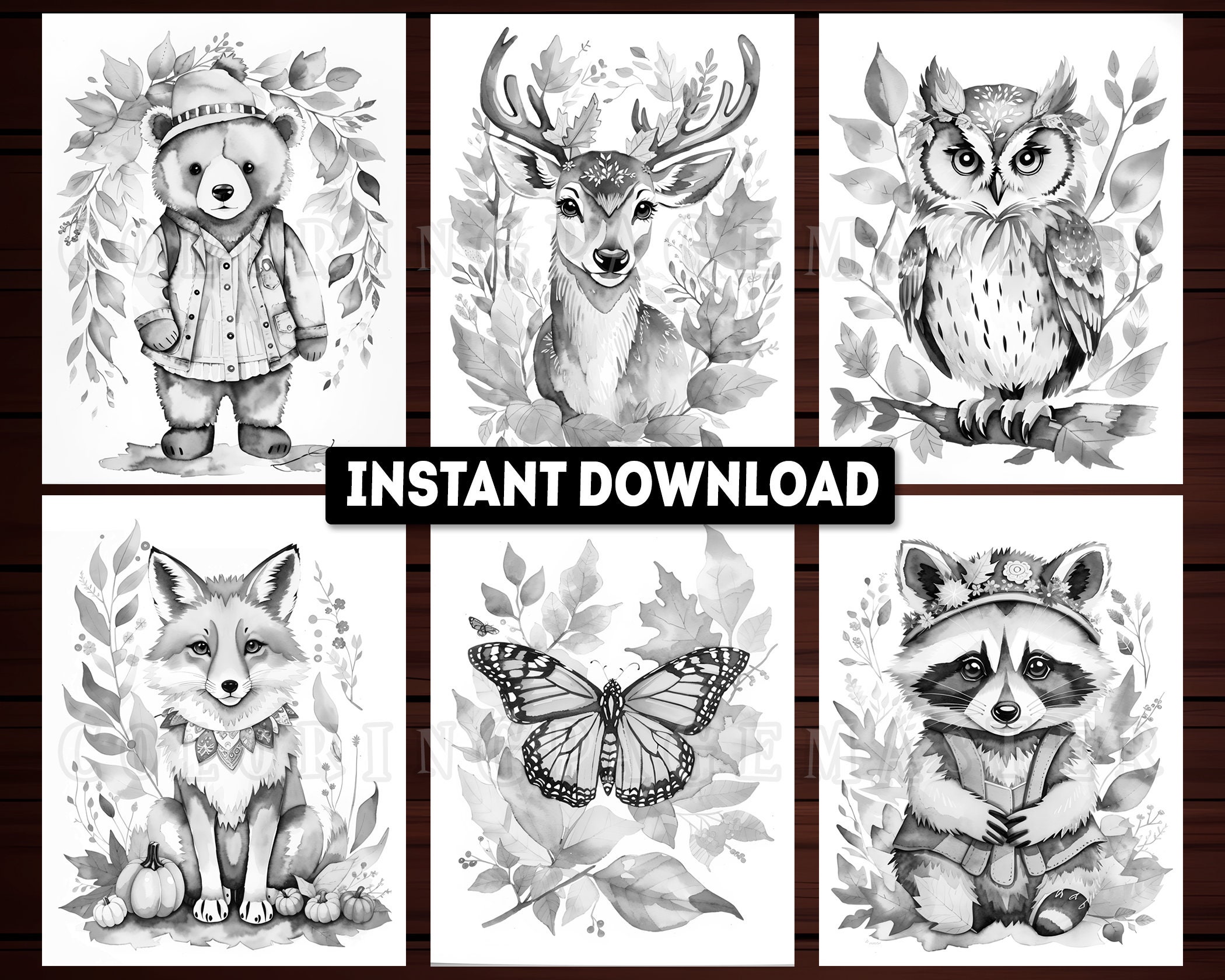 24 Printable Autumn Animals Coloring Pages Fall Animals - Etsy