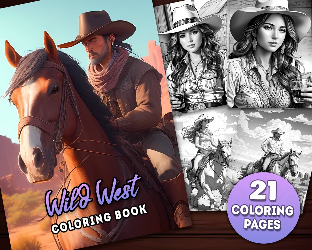 21 Western Cowboy Coloring Pages Wild West Cowgirl Coloring - Etsy