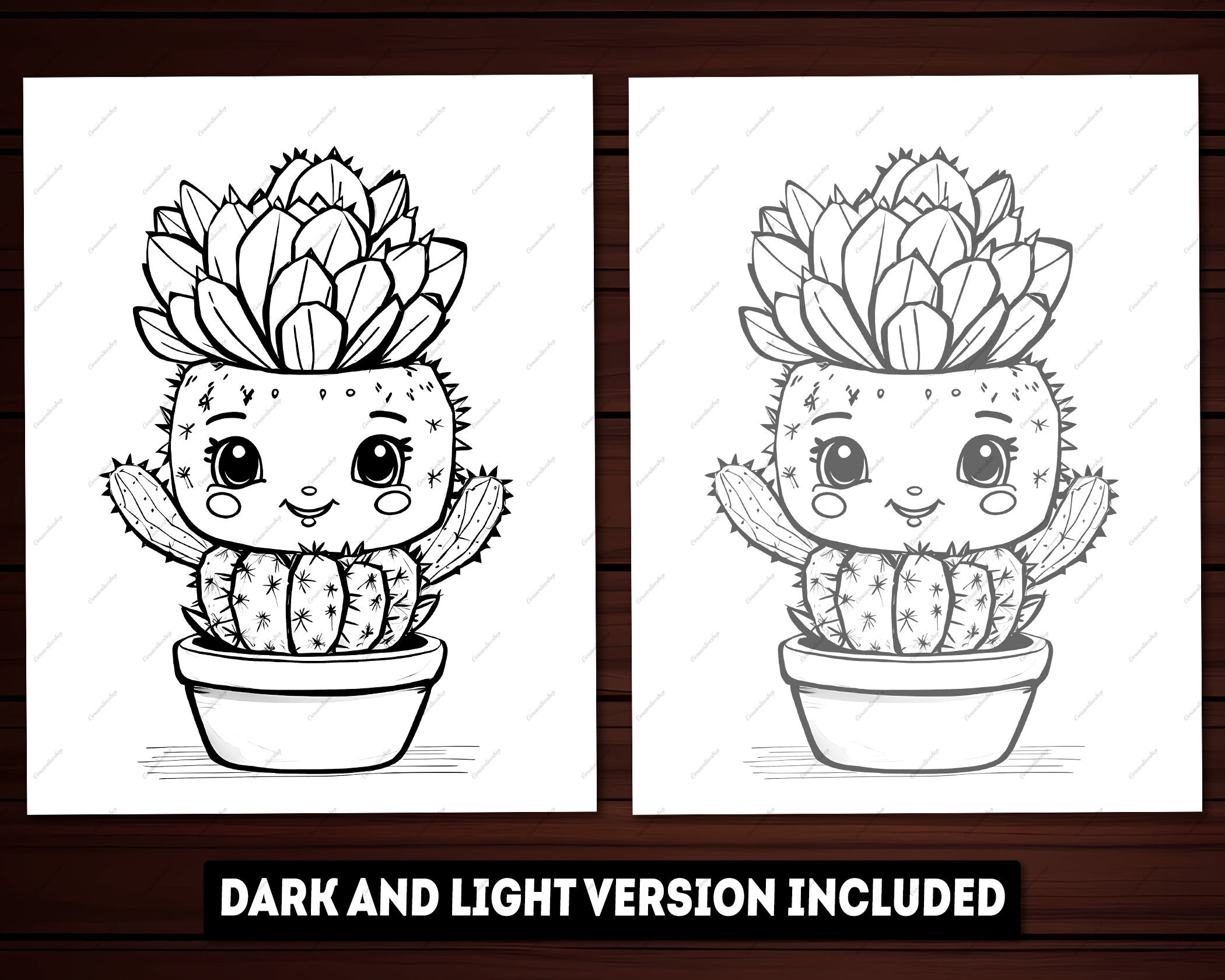 18 Printable Kawaii Cactus Coloring Pages, Coloring Book, Adults Kids ...
