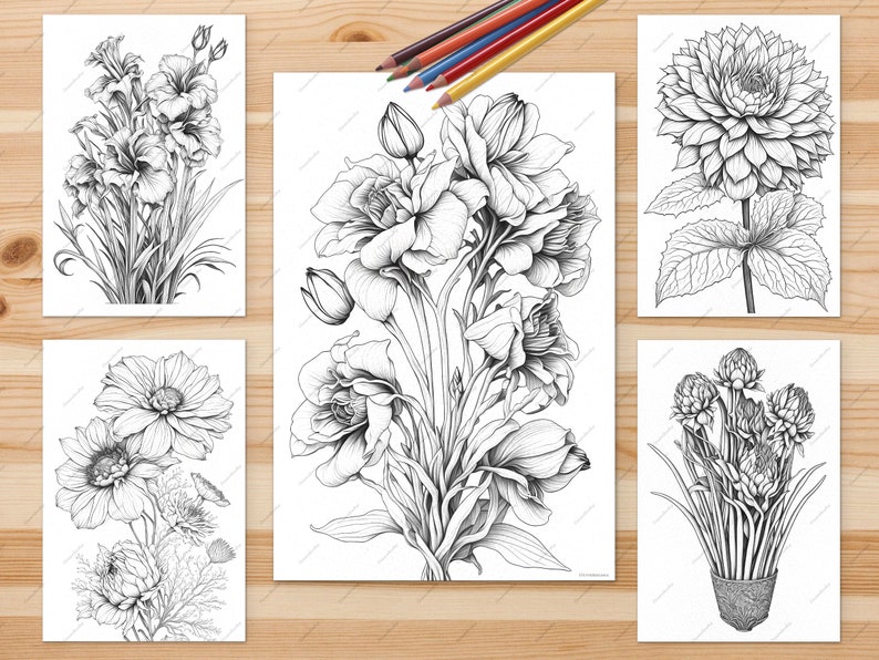 20 Printable Botanical Coloring Pages Flower Coloring Book - Etsy Australia
