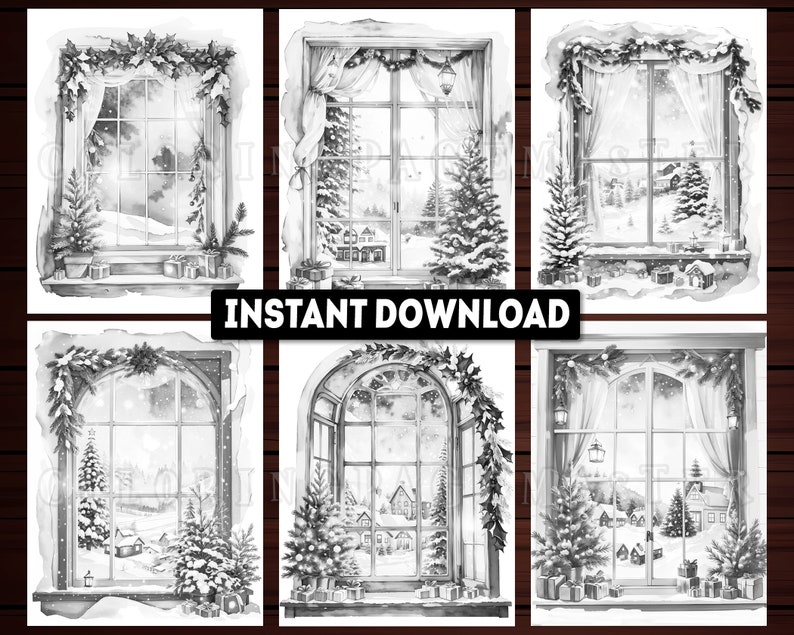 27 Printable Christmas Window Coloring Pages, Christmas Coloring Book ...