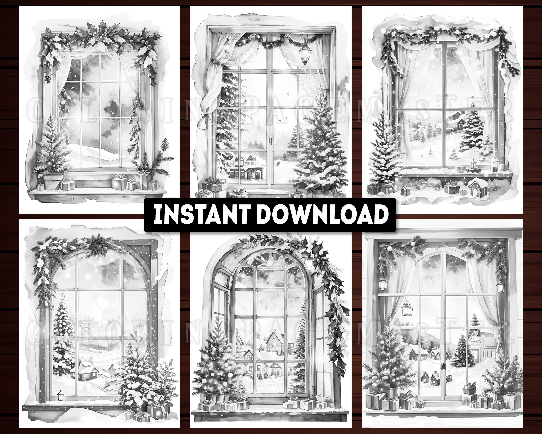 27 Printable Christmas Window Coloring Pages, Christmas Coloring Book ...