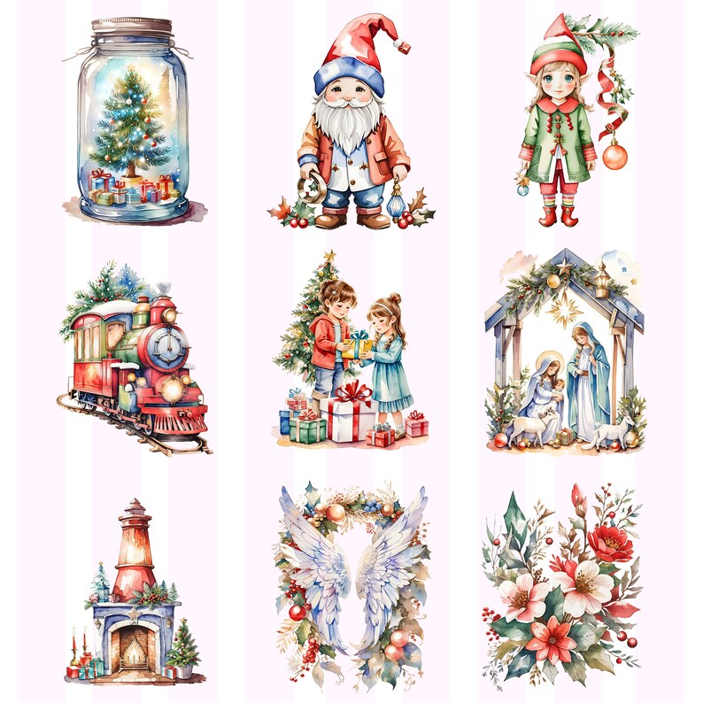 241 Christmas Clipart Mega Bundle, Watercolor Christmas Clipart ...