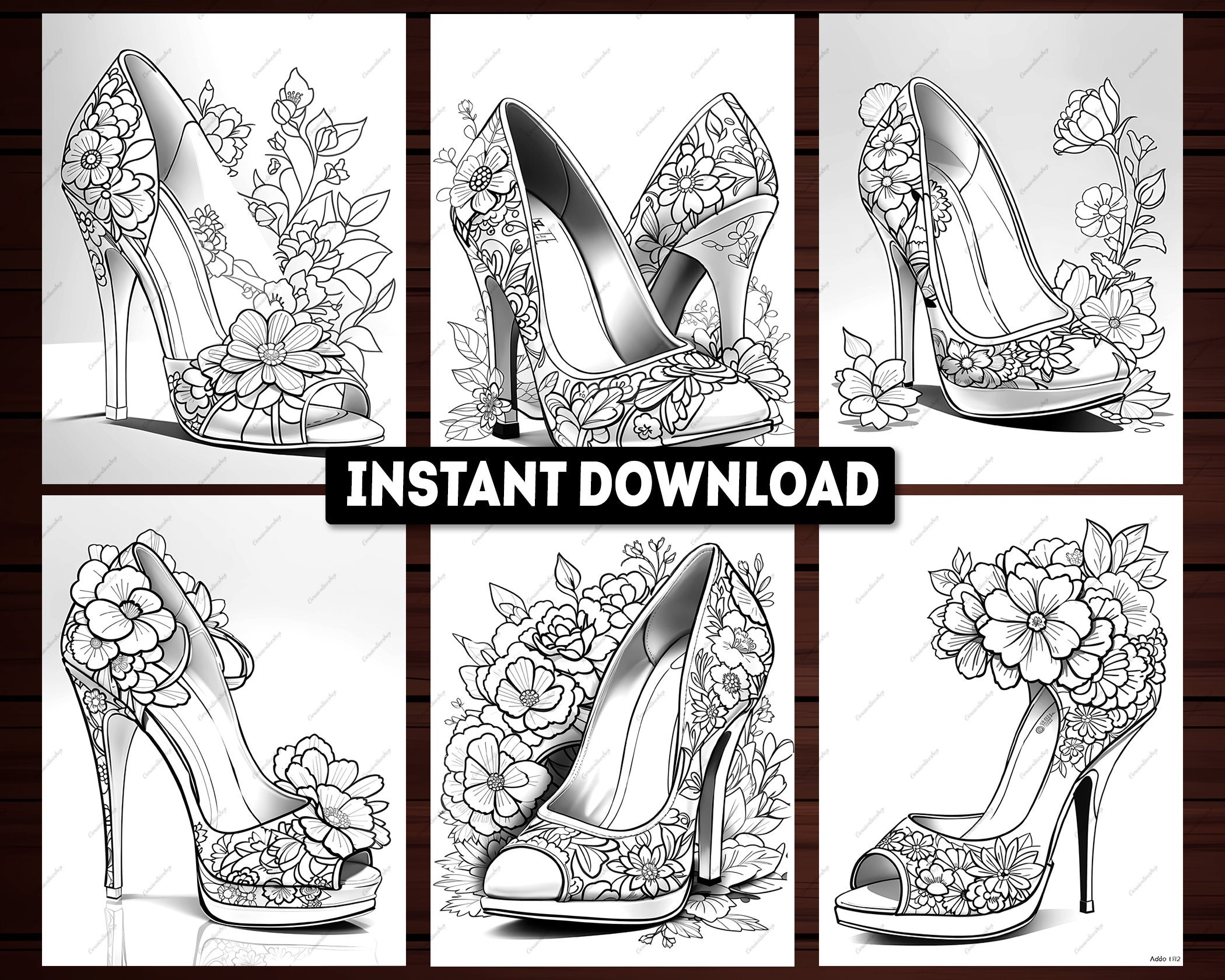 30 Printable Floral High Heels Coloring Pages Coloring Book - Etsy