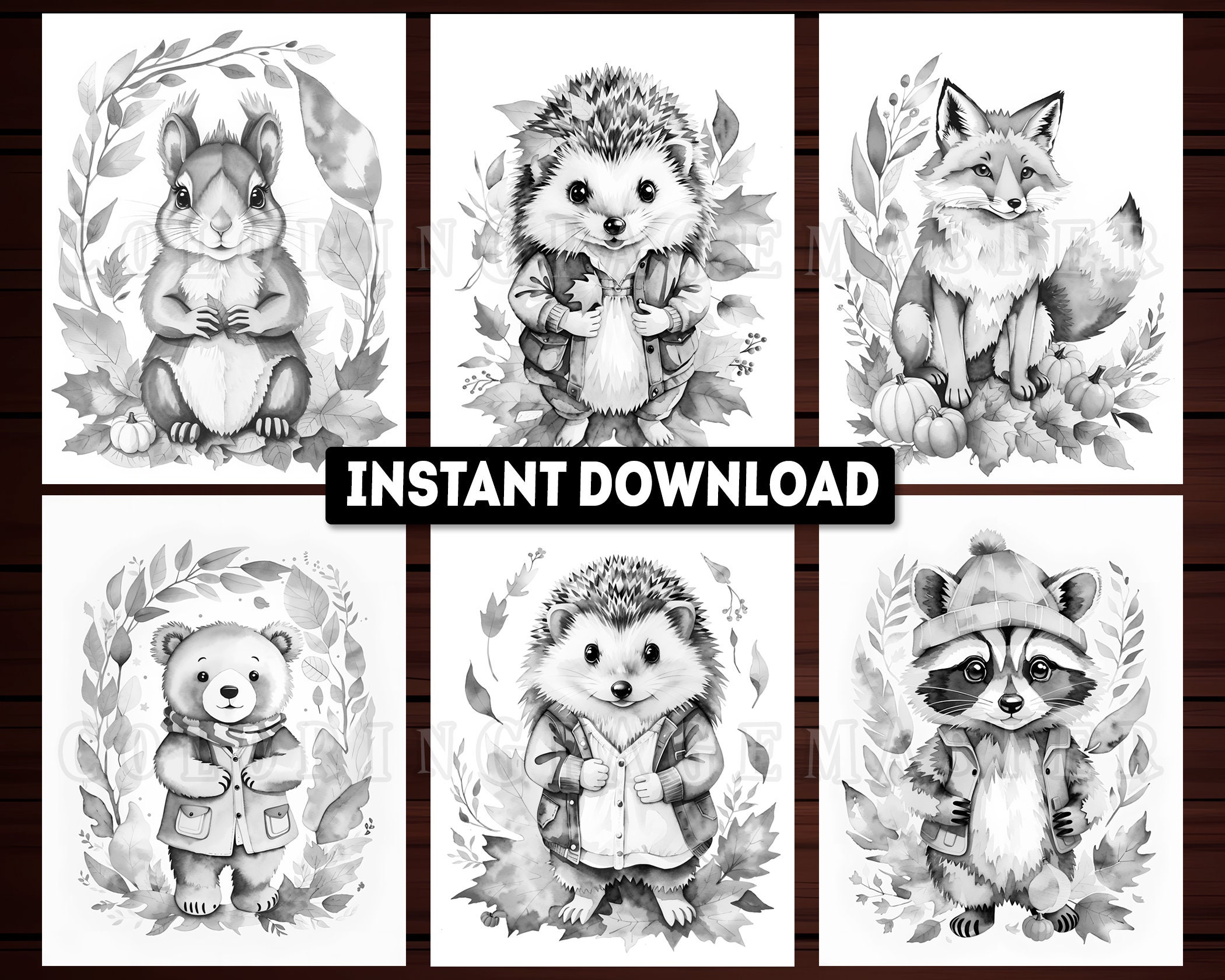 24 Printable Autumn Animals Coloring Pages, Fall Animals Coloring Book ...