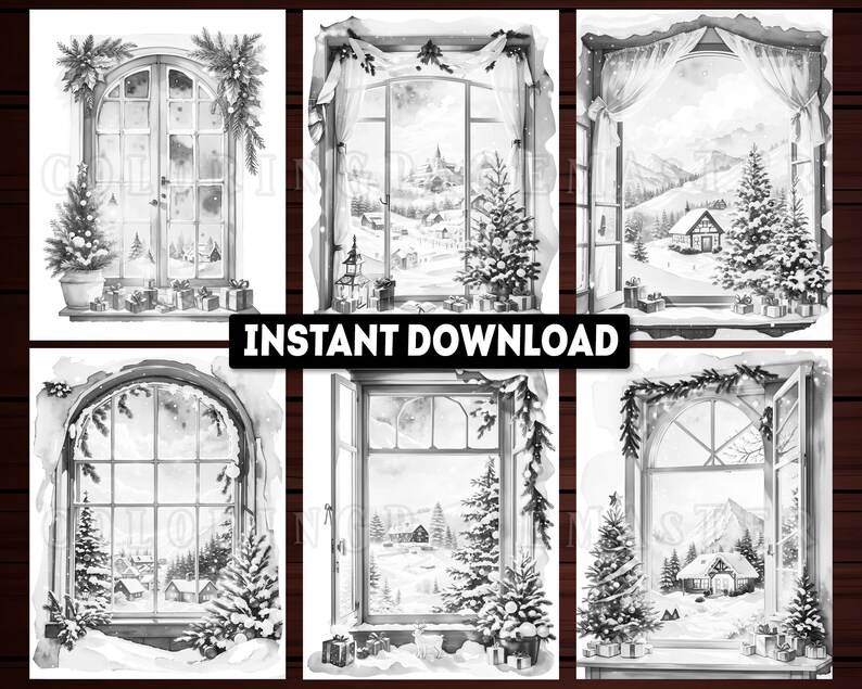 27 Printable Christmas Window Coloring Pages, Christmas Coloring Book ...