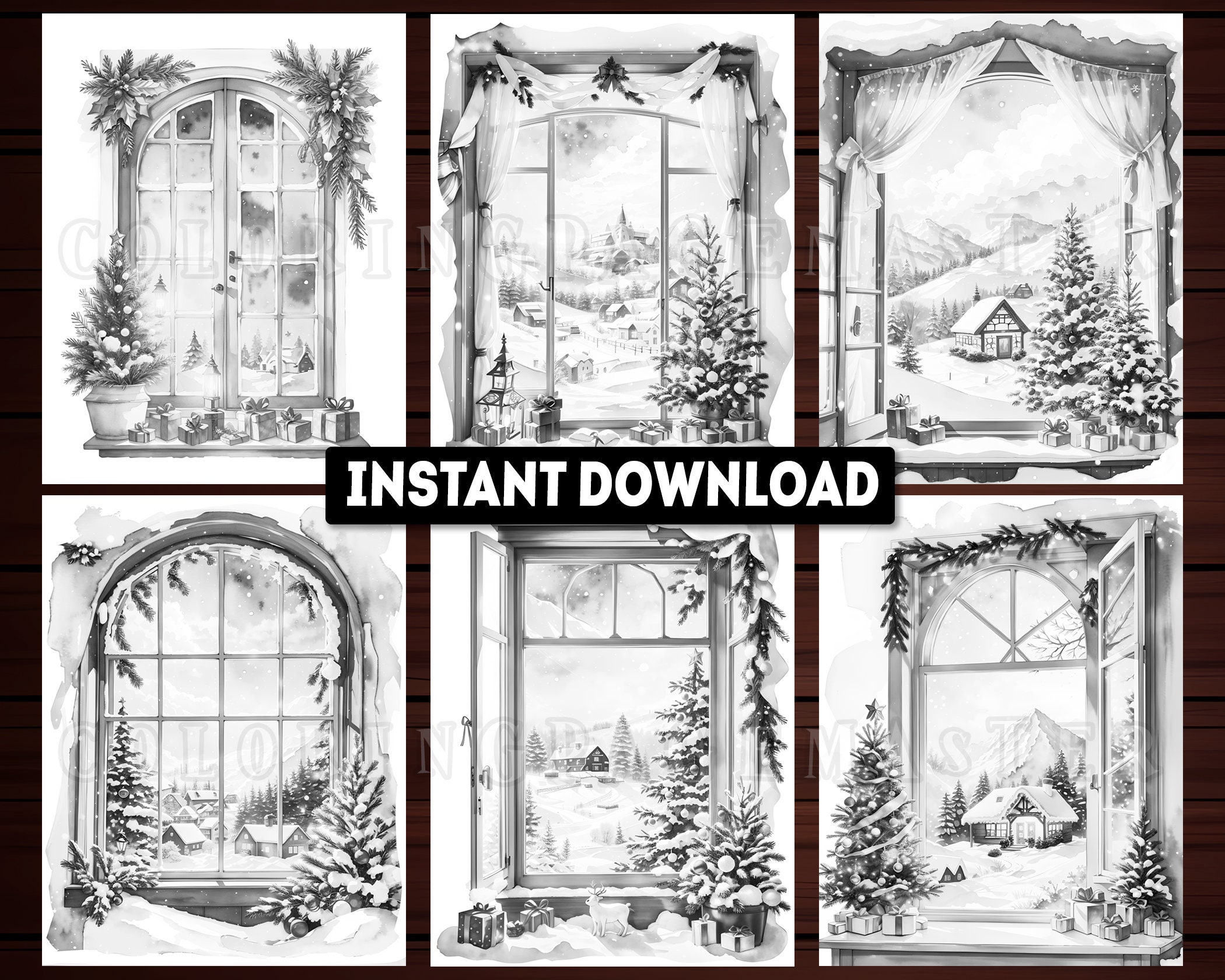 27 Printable Christmas Window Coloring Pages, Christmas Coloring Book ...