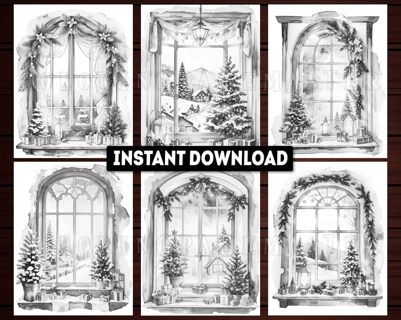27 Printable Christmas Window Coloring Pages, Christmas Coloring Book ...