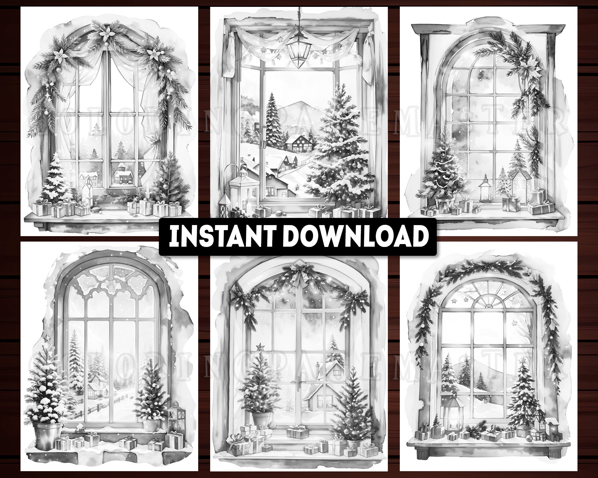 27 Printable Christmas Window Coloring Pages, Christmas Coloring Book ...