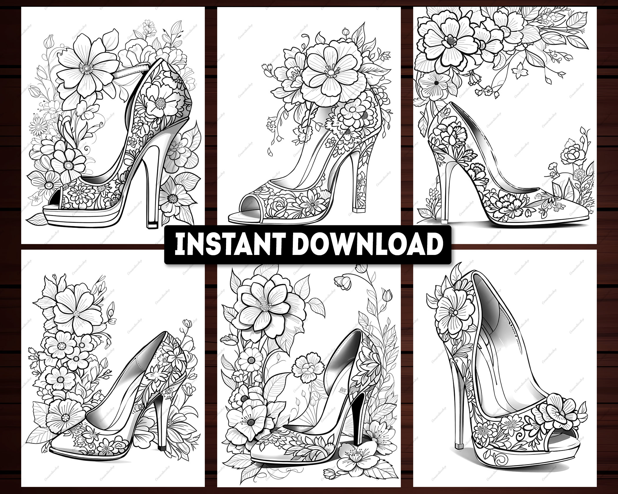 30 Printable Floral High Heels Coloring Pages Coloring Book - Etsy
