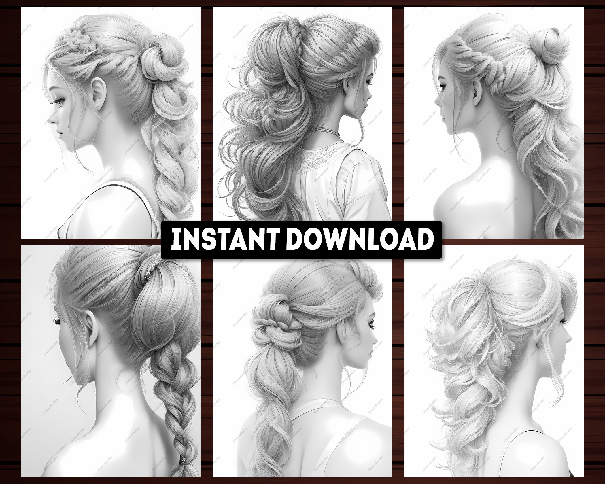 29 Charming Hairstyle Coloring Pages, Printable Hair Coloring Book ...