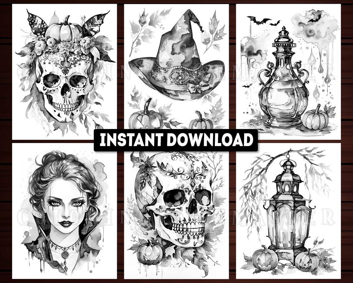 48 Printable Creepy Halloween Coloring Pages Creepy Halloween - Etsy