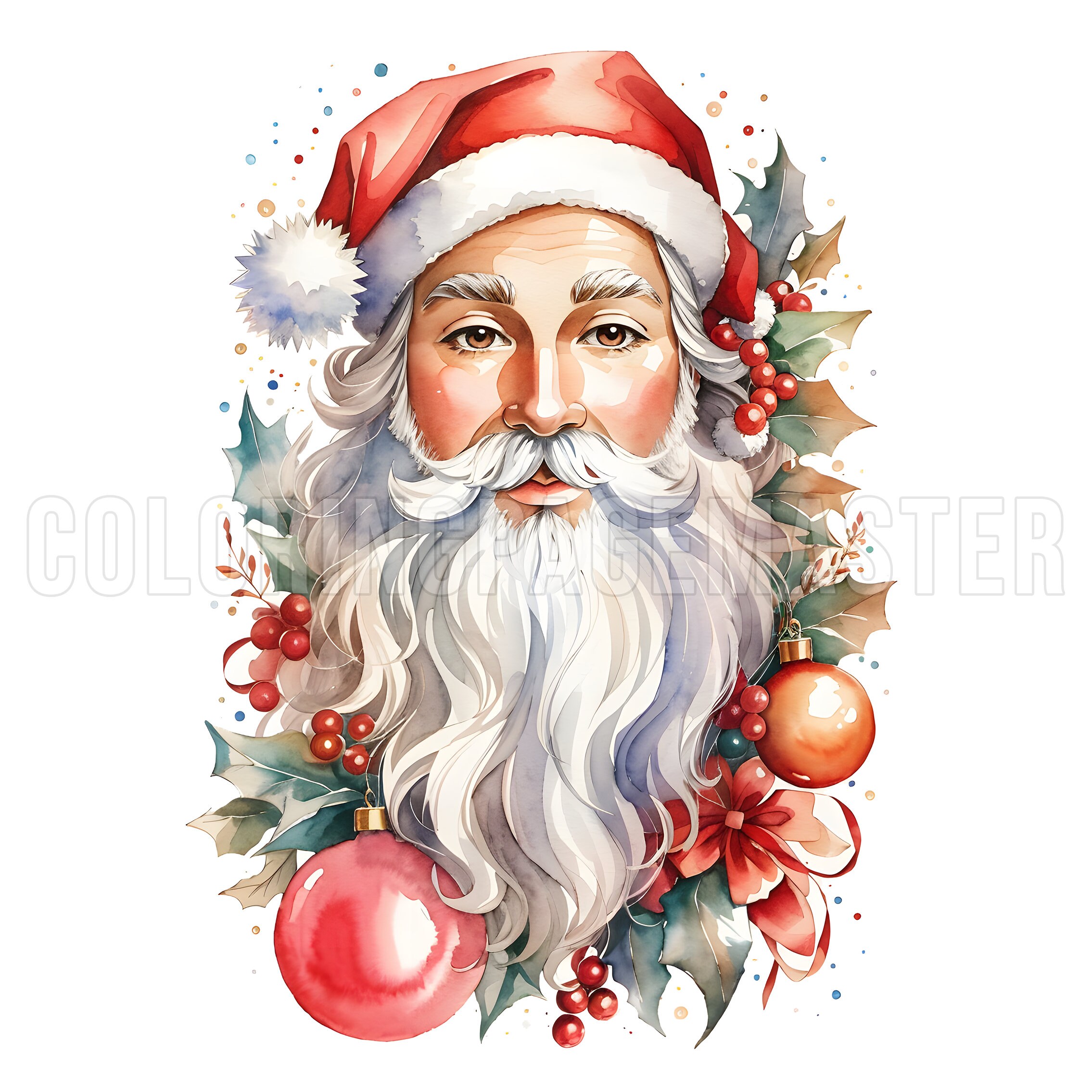 Watercolor Christmas Clipart | Painted Santa Claus Clipart | Christmas ...