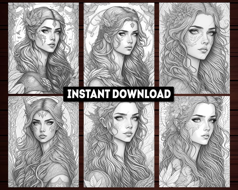 30 Printable Goddess Coloring Pages, Coloring Book, Fantasy, Adults ...