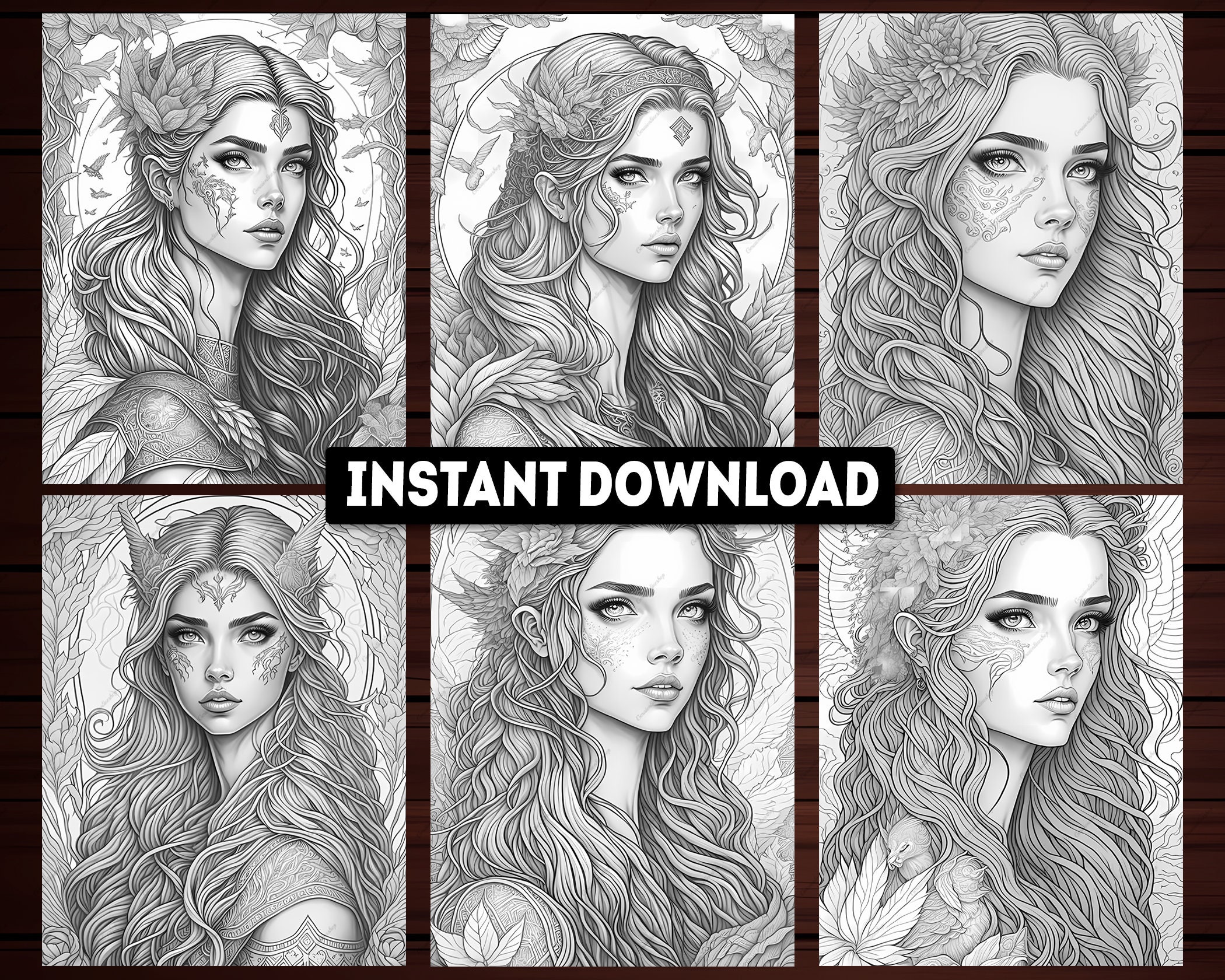 30 Printable Goddess Coloring Pages, Coloring Book, Fantasy, Adults ...