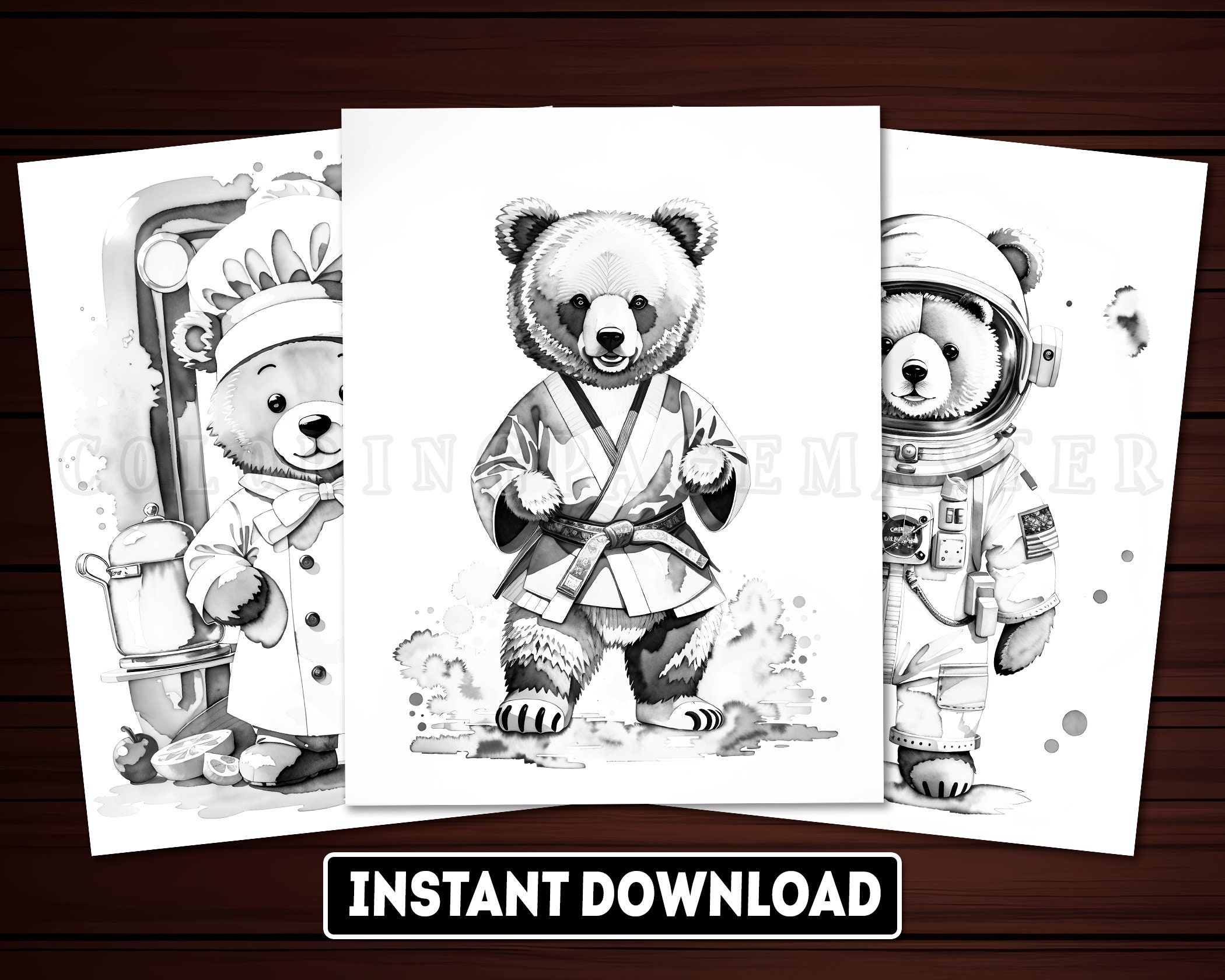 22 Printable Working Bear Coloring Pages Adorable Little Bear - Etsy