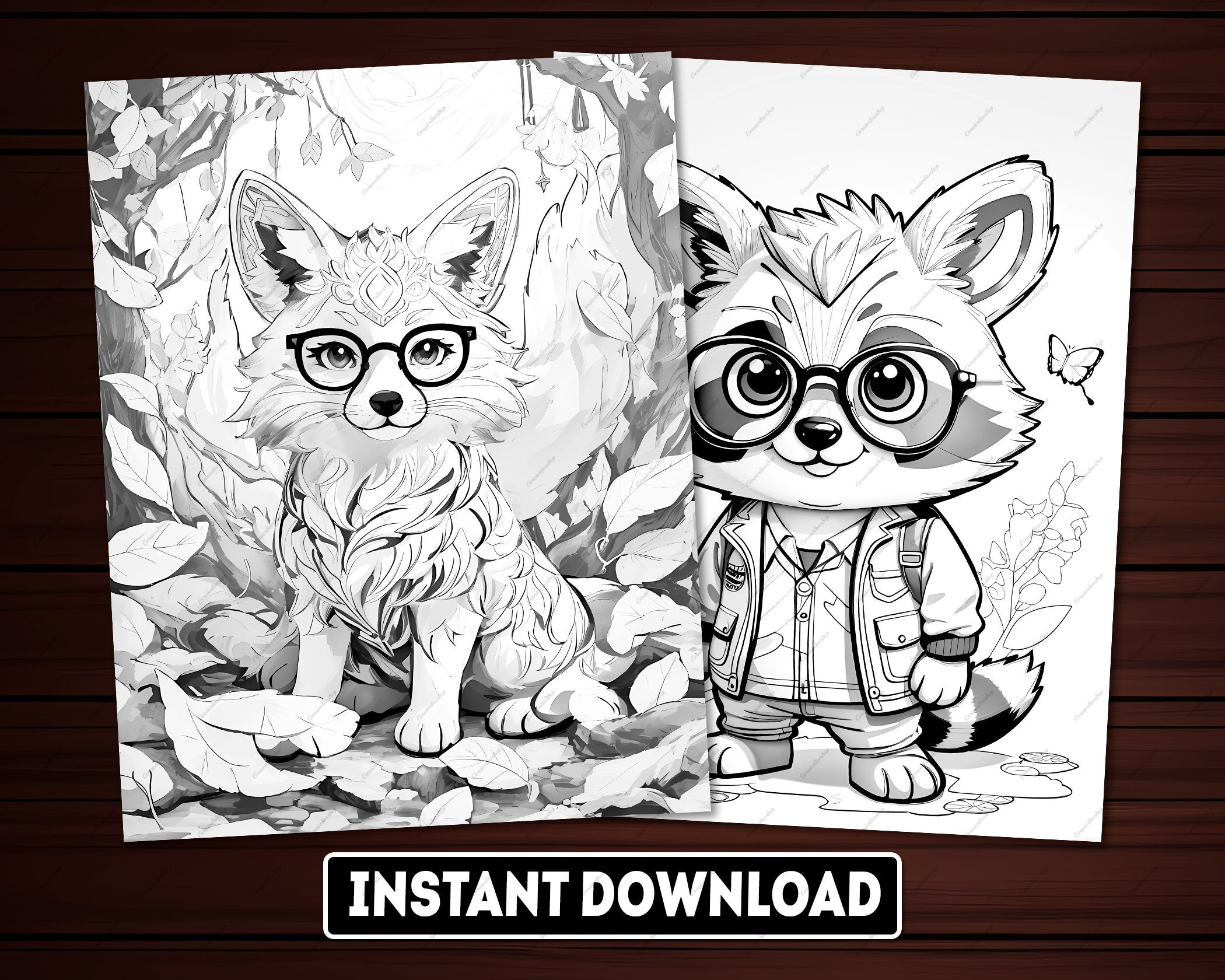 26 Fall Animals With Glasses Coloring Pages, Fall Animals Coloring Book ...