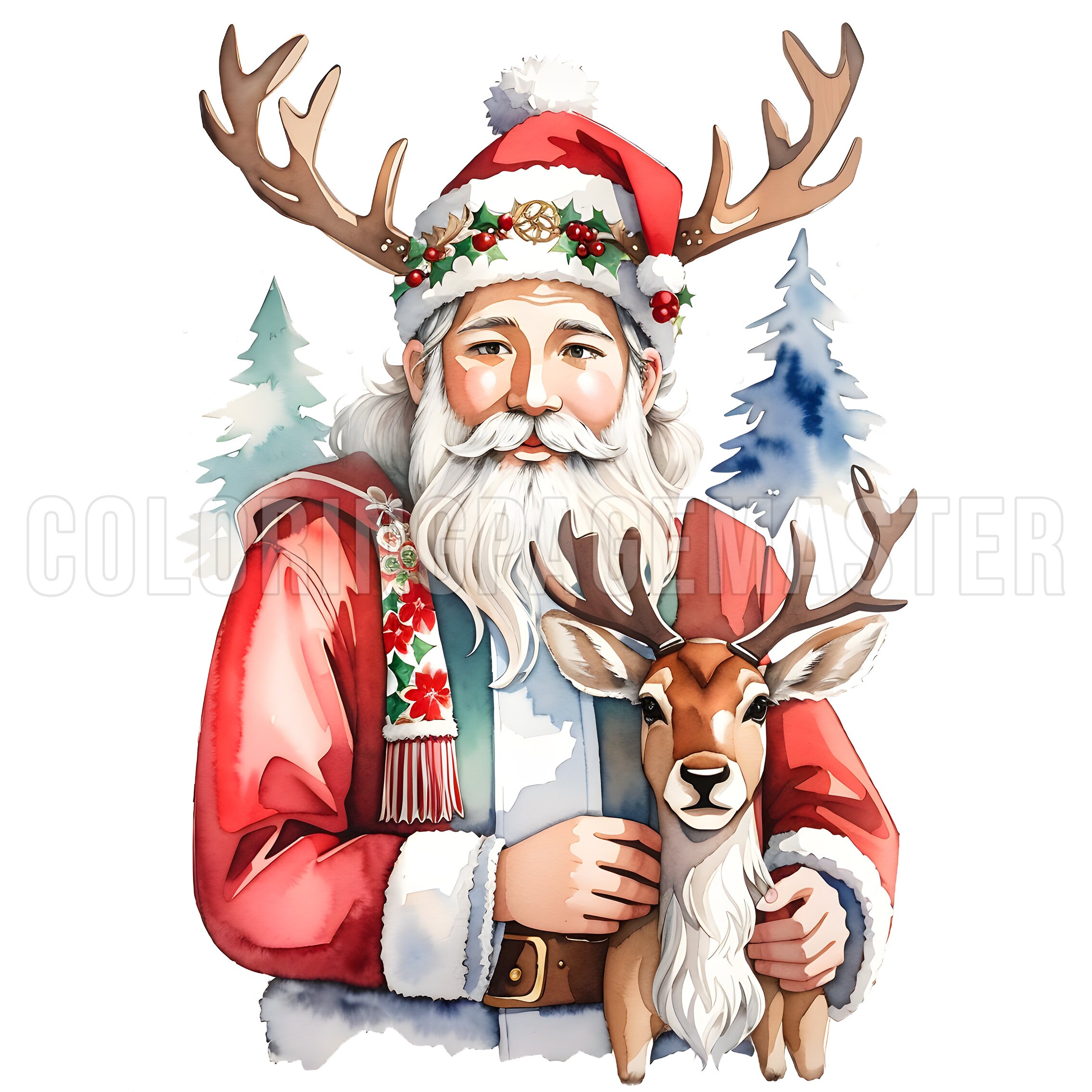 Watercolor Christmas Clipart | Painted Santa Claus Clipart | Christmas ...