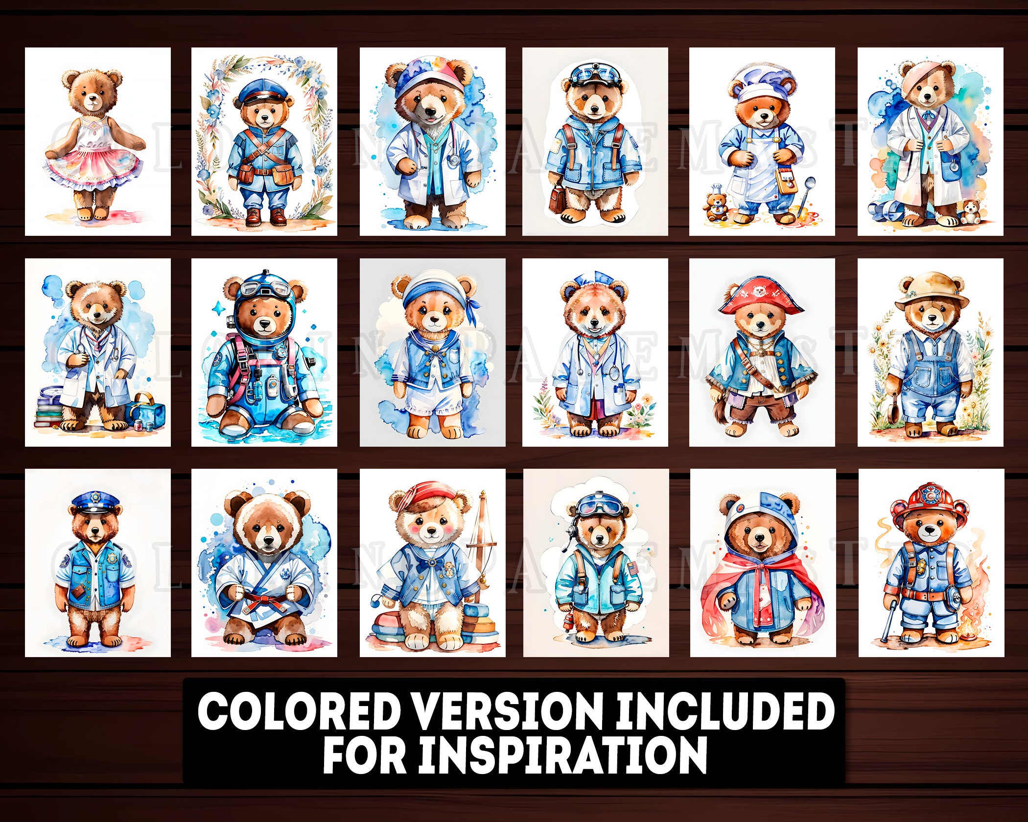 22 Printable Working Bear Coloring Pages Adorable Little Bear - Etsy