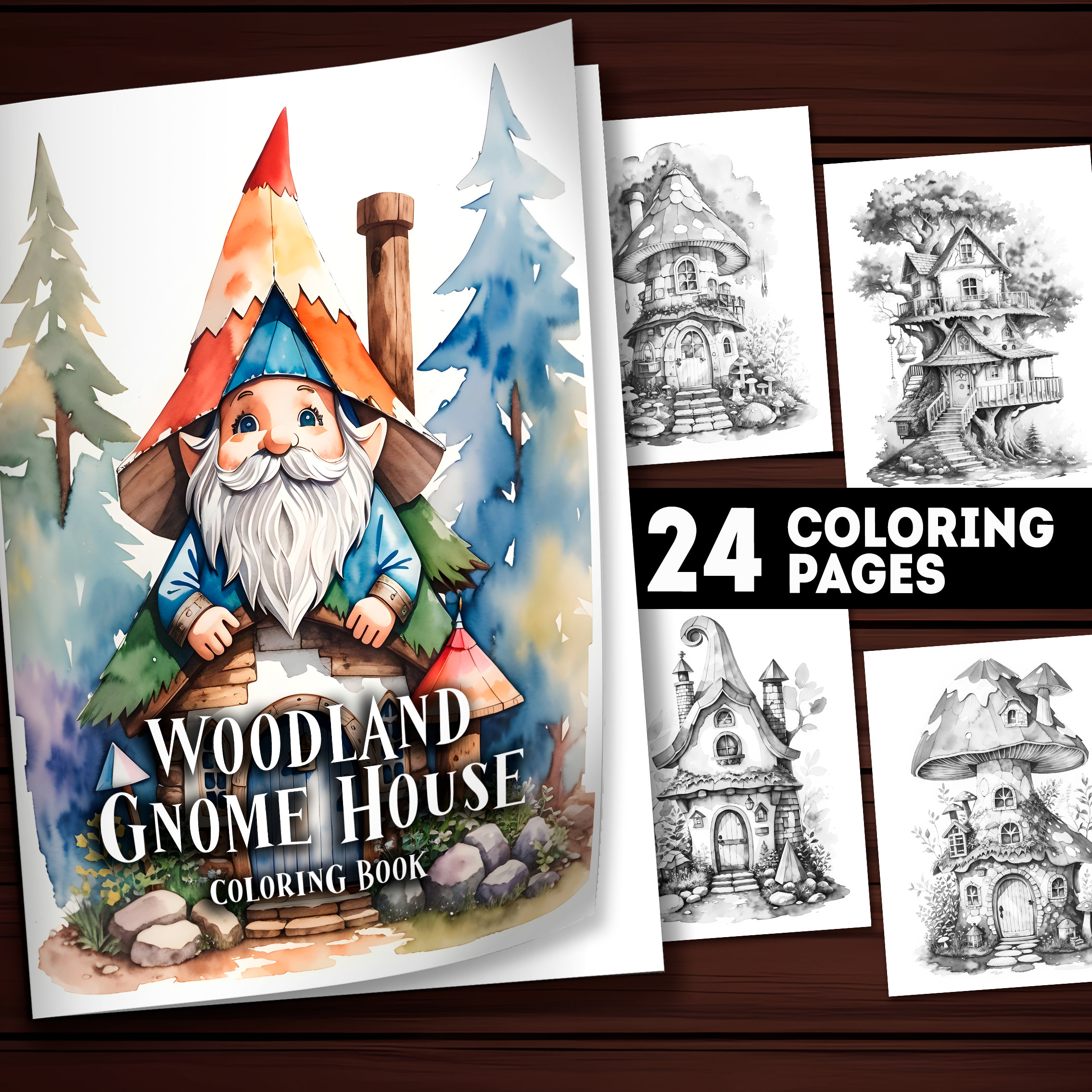 24 Printable Gnome House Coloring Pages Woodland Fairy House - Etsy