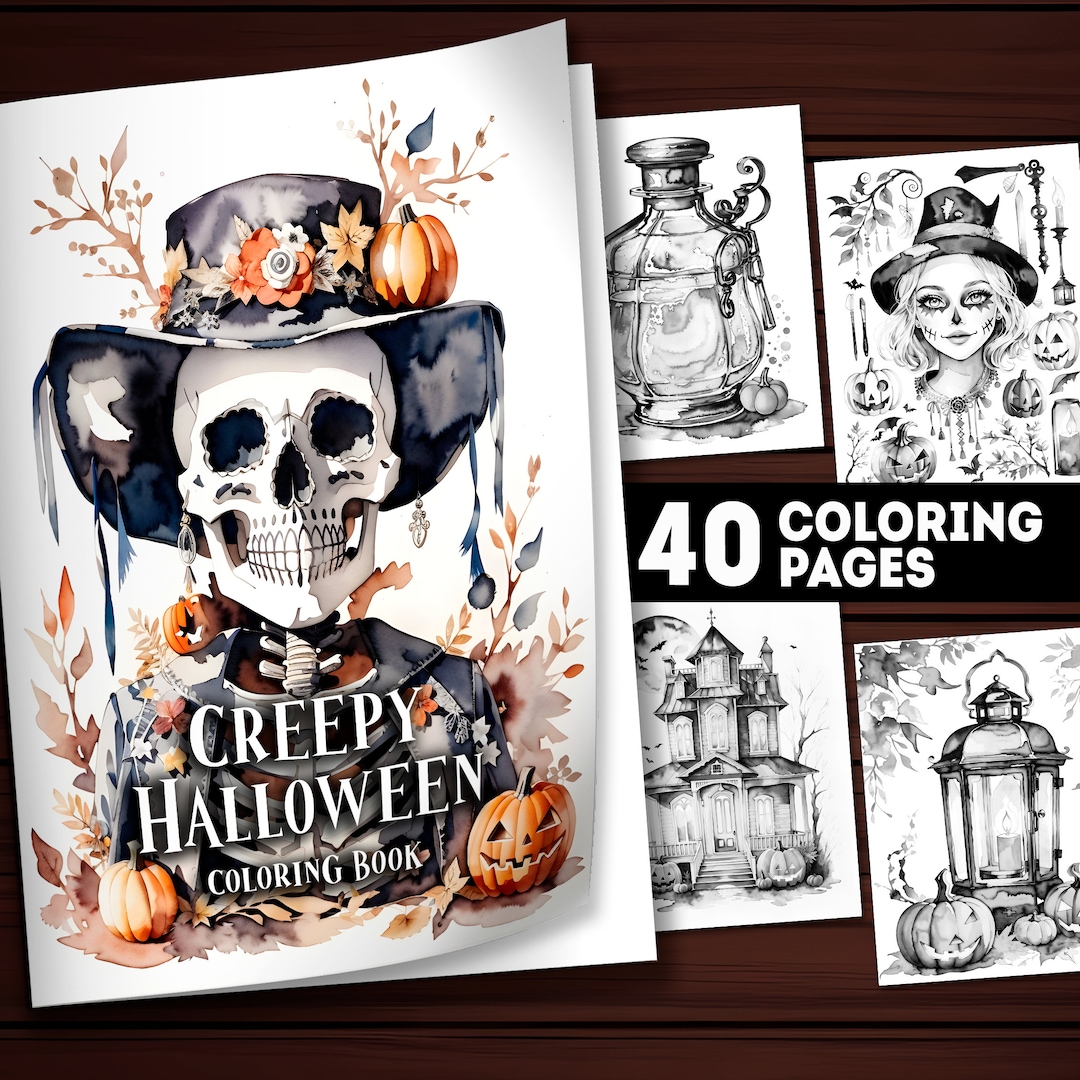 40 Printable Creepy Halloween Coloring Pages, Creepy Halloween Coloring ...