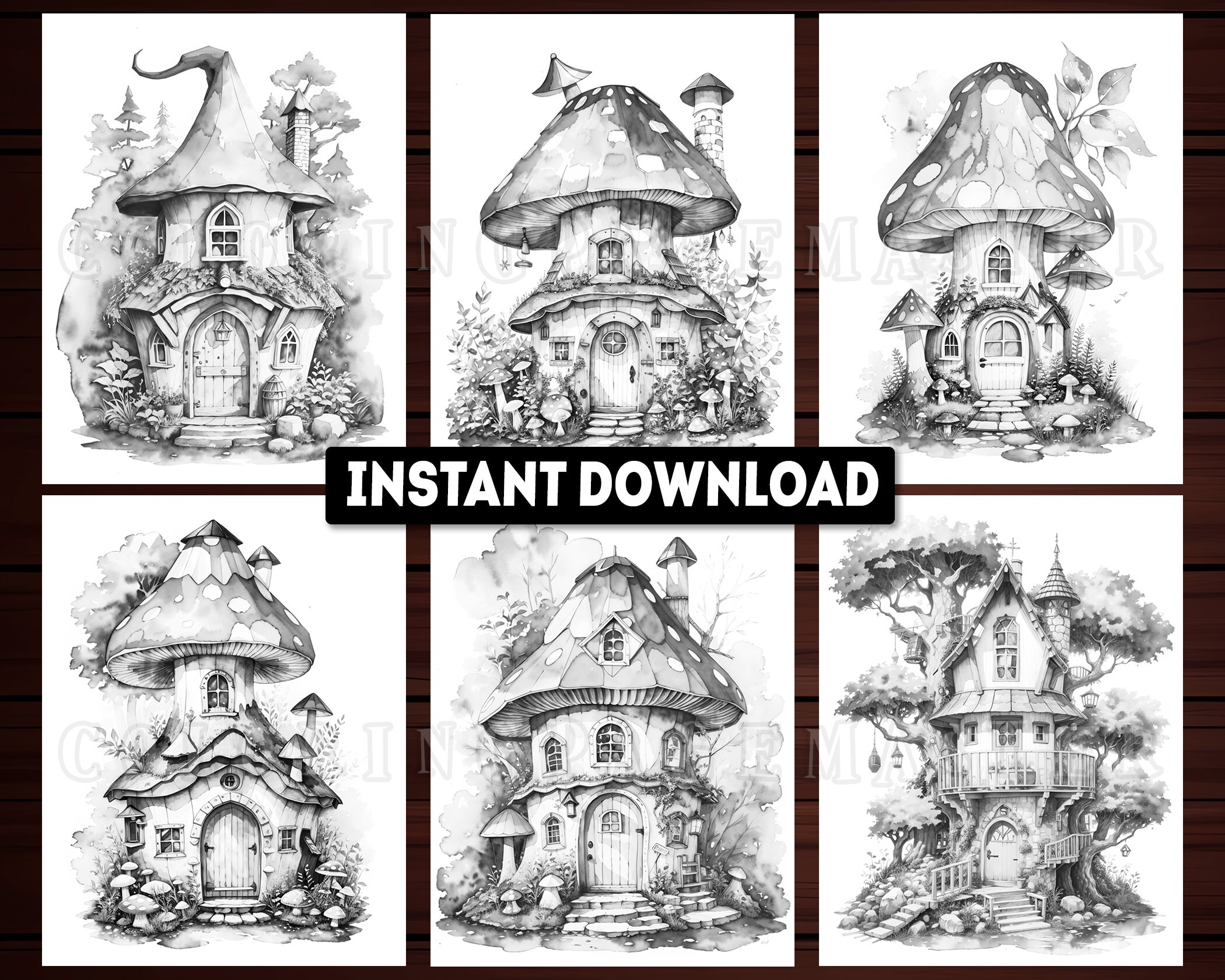 24 Printable Gnome House Coloring Pages Woodland Fairy House - Etsy