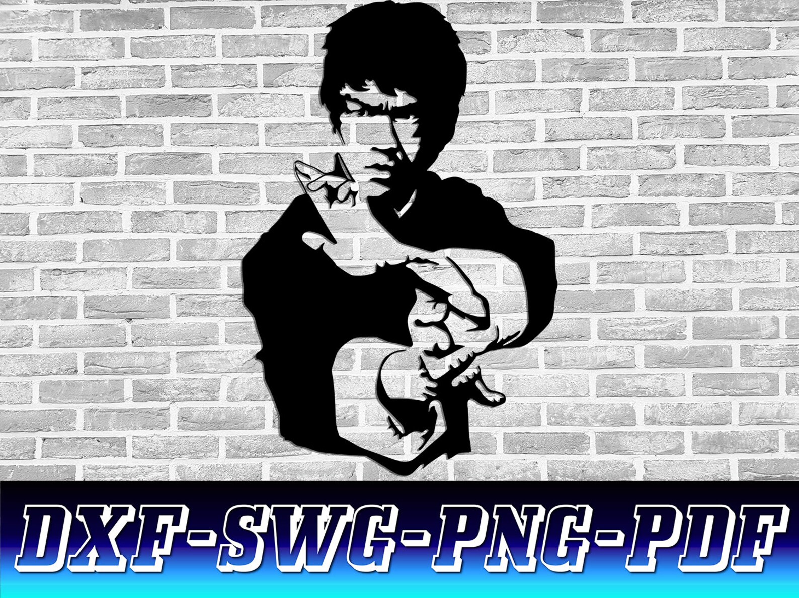 Bruce Lee Dxf Svg Files, Wall Sticker Pdf, Cnc Cutting Router Digital ...