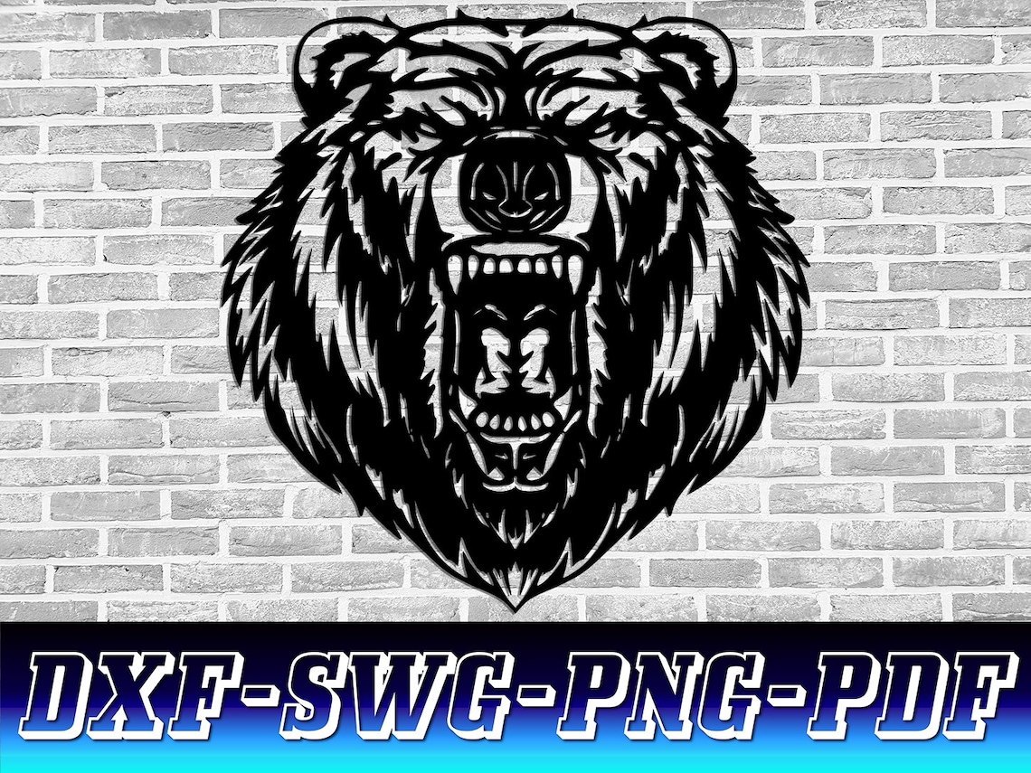 Tête d'ours SVG DXF, ours Svg coupe fichier, fichiers dxf animaux, art ...