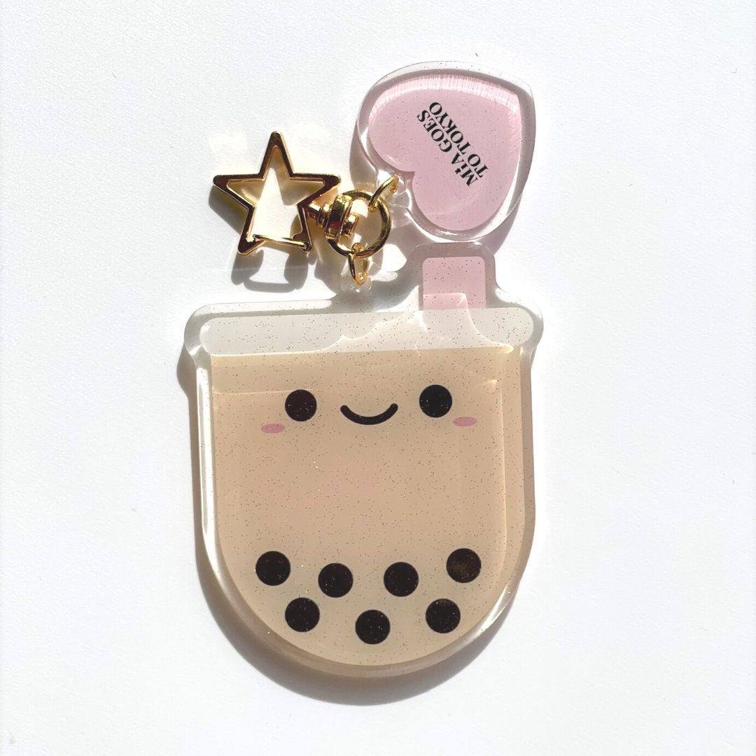 Boba Acrylic Keychain Bubble Tea Kawaii Keychain - Etsy