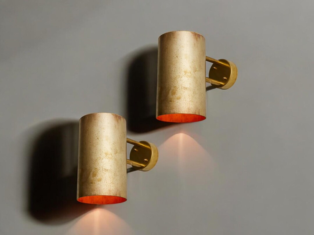 Set of 2 Wall Scones, Copper Sconce Light, Cylindrical Wall Light ...