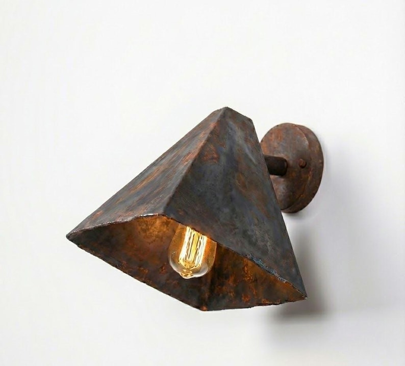 Black Patina Triangle Wall Ligh: Handmade Oxidized Copper Sconce - Etsy UK