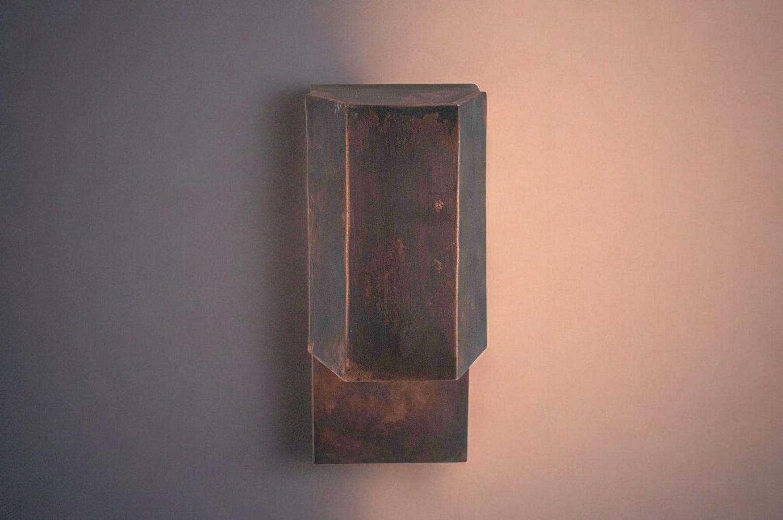 Patina Wall Sconce, Rustic Wall Light, Triangle Brown Pendant Lamp ...