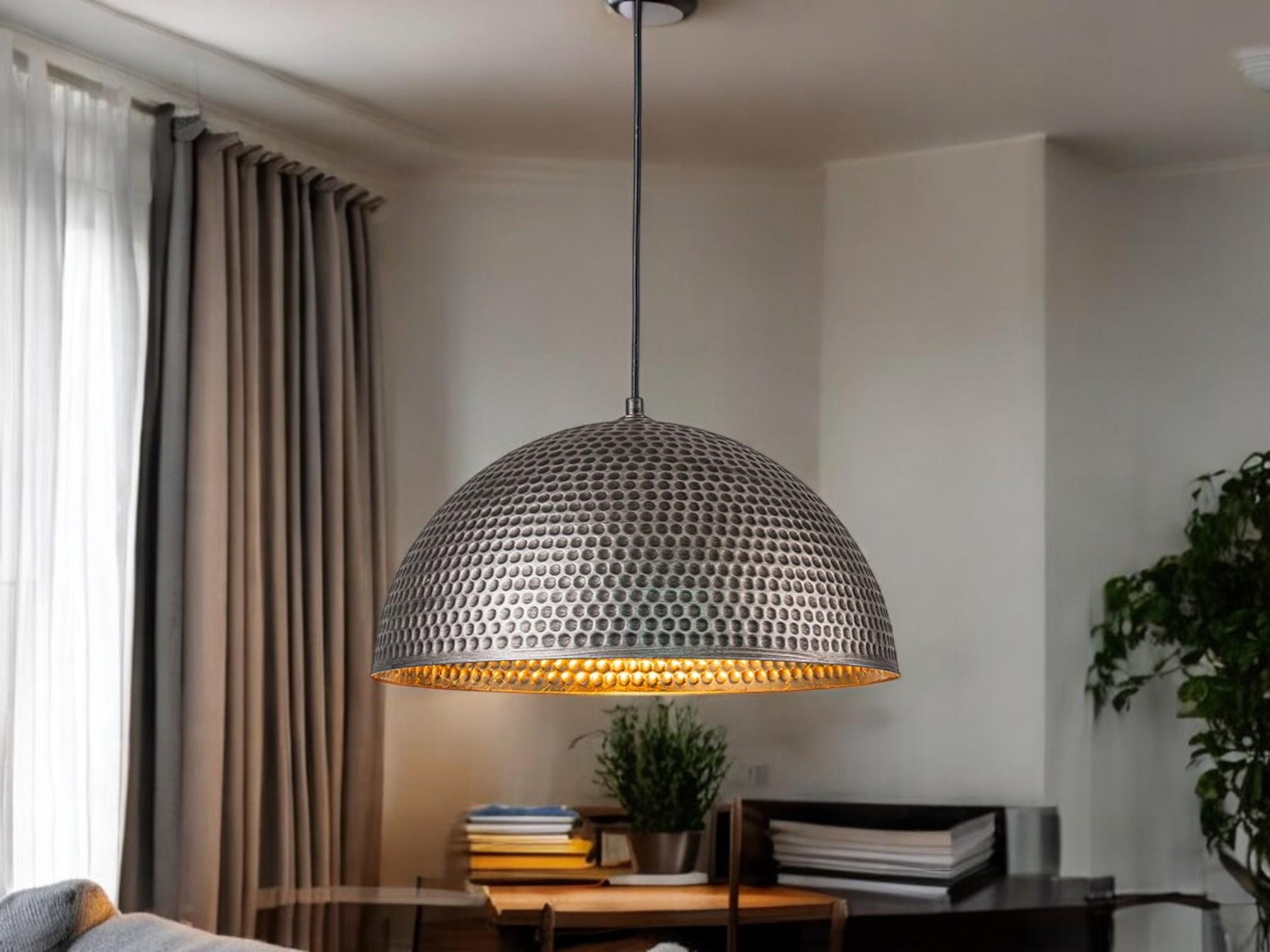 Hammered Pendant Light, Bowl Brass Kitchen Island Lighting, Dome ...