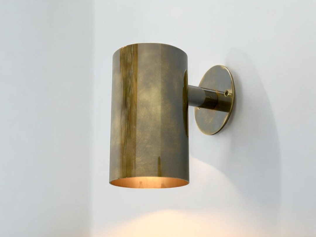 Patinated Brass Wall Scone, Unlaquered Copper Sconce Light ...