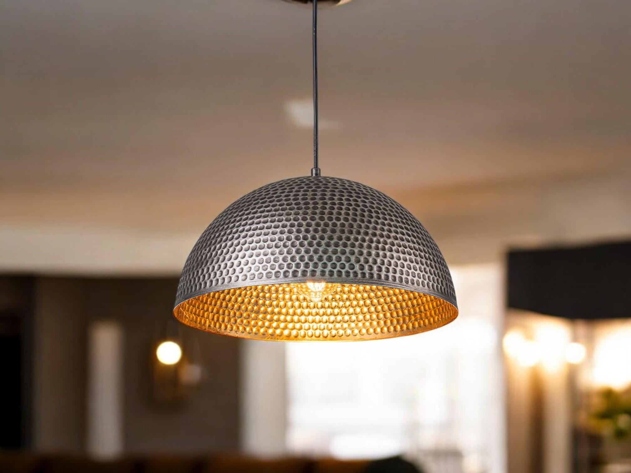 Hammered Pendant Light, Bowl Brass Kitchen Island Lighting, Dome ...