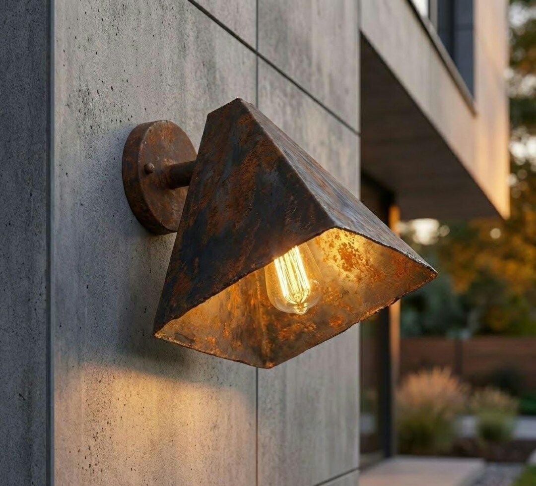 Black Patina Triangle Wall Ligh: Handmade Oxidized Copper Sconce - Etsy UK