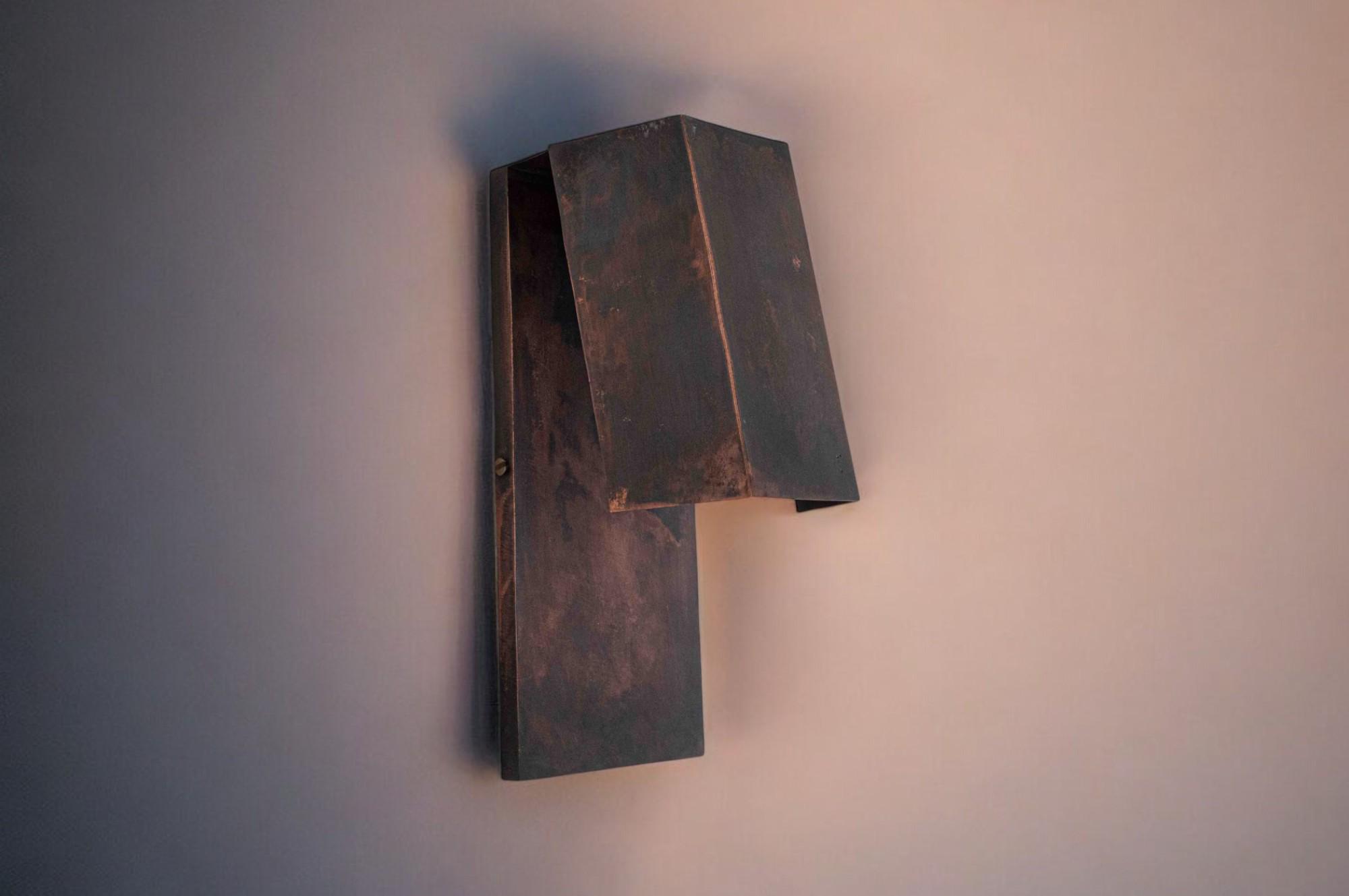 Patina Wall Sconce, Rustic Wall Light, Triangle Brown Pendant Lamp ...