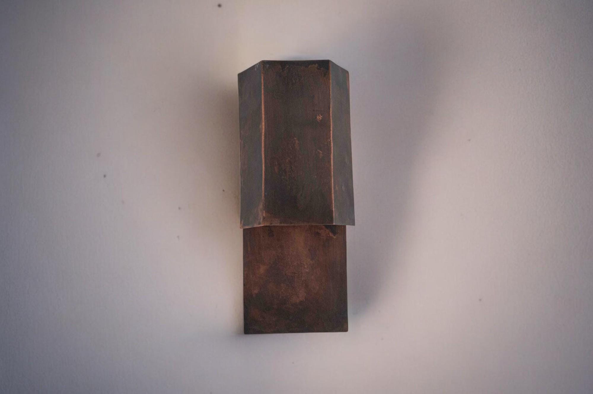 Patina Wall Sconce, Rustic Wall Light, Triangle Brown Pendant Lamp ...